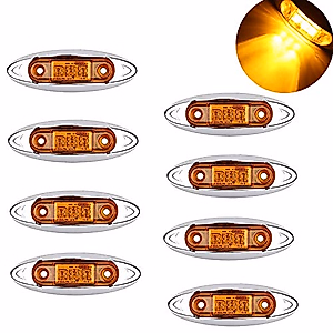 NBWDY 8Pcs Universal Waterproof Amber LED Side Marker Light Clearence Lights Led Trailer Light Truck Light Amber Lens w/Chrome Housing for Truck Trailer RV Camper Boat ATV Pickup Camper