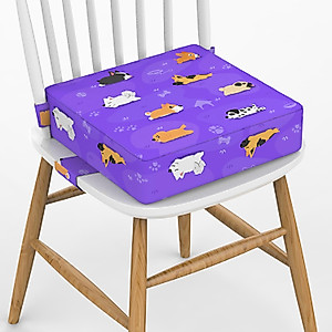 Toddler Booster Seat for Dining Table, KIDUN Portable Dining Chair Heightening Cushion, Washable Adjustable Booster Chair Increasing Cushion for Kids with Safety Buckles and Non-Slip. (Purple)