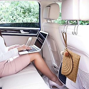 Bling Car Seat Hooks, Rhinestone Universal Organizer Hooks Car Headrest Hangers Hooks, Bag Organizers Rack and Hanger, Strong and Durable Auto Backseat Storage Hooks (B-Red)