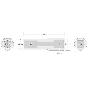 TEKTON 1/2 Inch Drive x 9/16 Inch Deep 12-Point Impact Socket | SID23214
