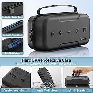 Switch OLED Carrying Case Compatible with Nintendo Switch/OLED Model, Portable Switch Travel Carry Case Fit for Joy-Con and Adapter, Hard Shell Protective Switch Pouch Case with 20 Games, Black