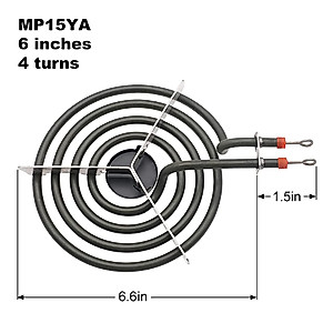 W10288051 Range Cooktop Porcelain Drip Pans and MP22YA Electric Range Burner Element Unit Set by SupHomie - Compatible with Whirlpool Amana Electric Range Stove