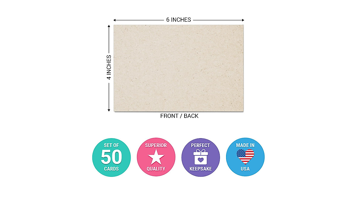 Rustic 4x6 Blank Cards Set of 50 - Premium Heavyweight Cardstock