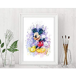 Mickey Mouse Watercolor Prints Set of 8 - Disney Wall Art Decor