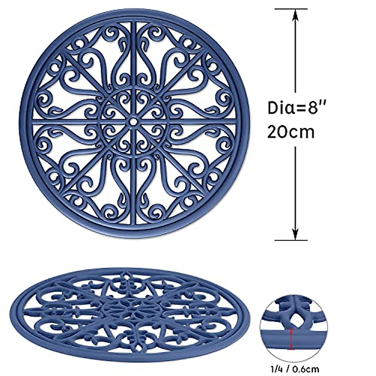 Trivets for Hot Dishes - NWFHTD Silicone Trivet Mat for Kitchen Counter - Hot Plates to Protect Table / Hot Pads for Countertops / Hot Pot Holder / Pads for Hot Pots & Pans - Set of 3, Black