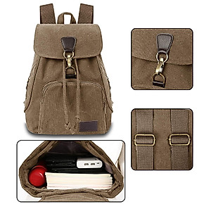 Qyoubi Canvas Fashion Backpacks Purse Casual Outdoor Shopping Daypacks Sports Rucksack Hiking Travel Multipurpose Bag Coffee
