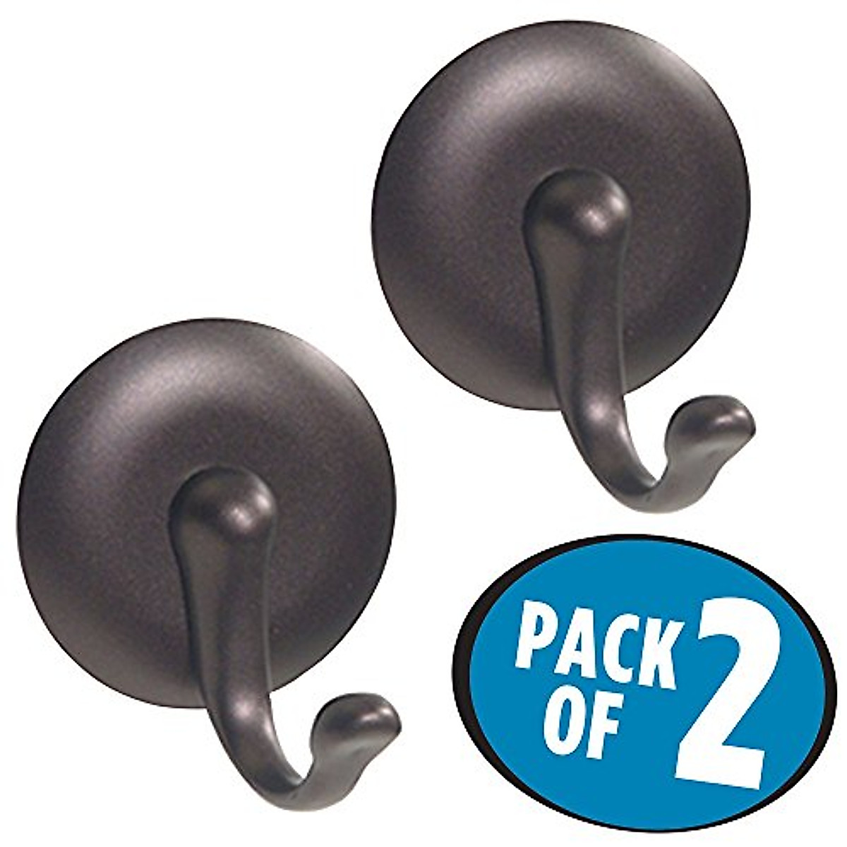 iDesign York BPA-Free Plastic AFFIXX Self-Adhesive Storage Hooks - 2.3" x 2" x 1.5", Bronze (Pack of 2)