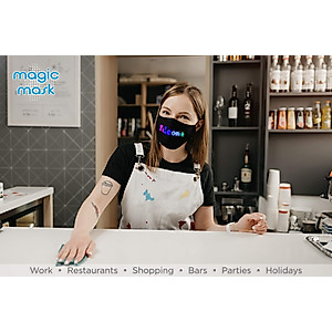 Magic Mask LED Lighted Face Mask, Smart Face Cover, Digital Programmable Lights, Bluetooth App Controlled, Wireless, Adults, Men, Women