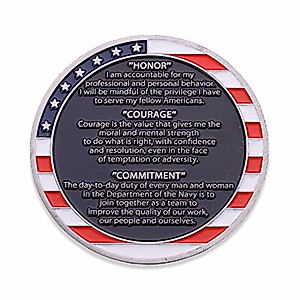 Navy Core Values Challenge Coin - United States Navy Challenge Coin - Amazing USN Navy Military Coin - Designed by Military Veterans!