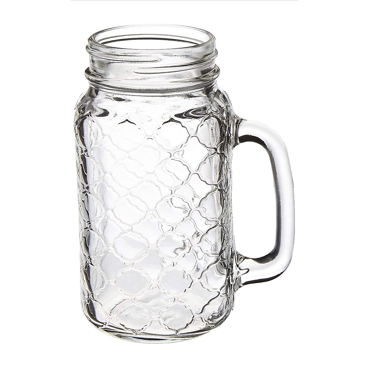 AmalgamNation Sets of 4 Mason Jar 24oz Mugs with Glass Handles,