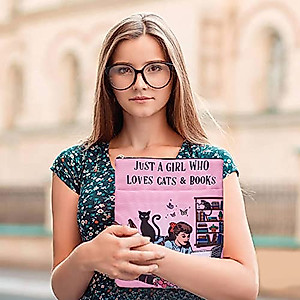 Just A Girl Who Loves Cats Books Book Covers, Book Sleeve with Zipper, Book Nerd Gifts, 11x8.5 Inch, Washable Fabric