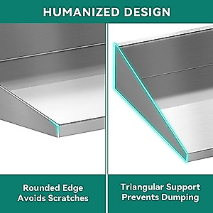 YITAHOME Stainless Steel Shelf 12 x 36 Inches, Wall Mount Metal Floating Sheld with Transparent Silicone Mat, NSF Commercial Kitchen Shelving Rack for Storage, Restaurant, Home, Hotel, Garage