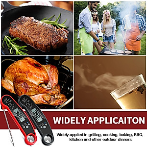 Leelosp 3 Pcs Digital Meat Thermometer with Probe Waterproof Fast Read Food Thermometer Kitchen Grilling Cooking Thermometer with Backlight Magnet and Calibration for Baking BBQ Outdoor, Red and Black