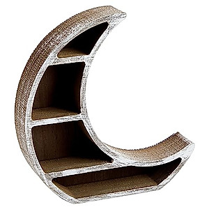 Farmlyn Creek Wooden Crescent Moon Shelf for Crystal Display, Essential Oils, Rustic-Style Home, Room Decor (Small, 10 x 10.2 x 2 in)