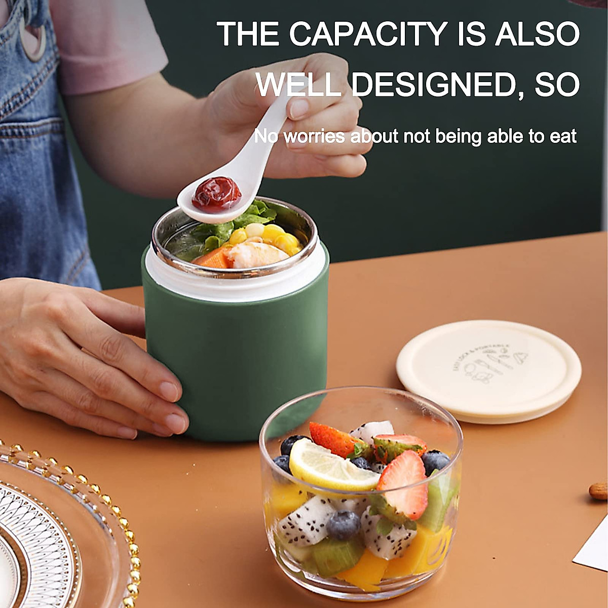 Yogurt Container, 2 In 1 Cereal Cup On The Go, Stainless Steel Insulated Food Jar With Spoon and storage bag, For Kids Adult Hot Cold Food Yogurt Salad Breakfast Milk Fruit, BPA Free 700ml Pink