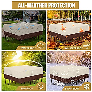 Simpelg Patio Furniture Covers, Outdoor Furniture Cover Waterproof, Outdoor Table and Chair Set Covers Heavy Duty 600D, Lawn Furniture Cover and Patio Dining Set Covers, Rectangular (130"x84"x28")