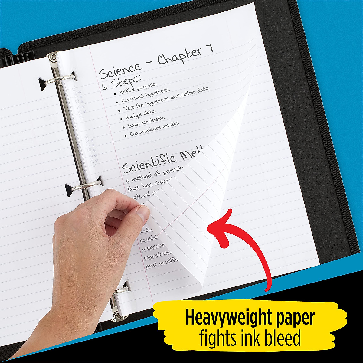 Five Star Loose Leaf Paper, 3 Pack, 3 Hole Punched, Reinforced Filler Paper, Wide Ruled Paper, 10-1/2" x 8", 100 Sheets/Pack (38033)