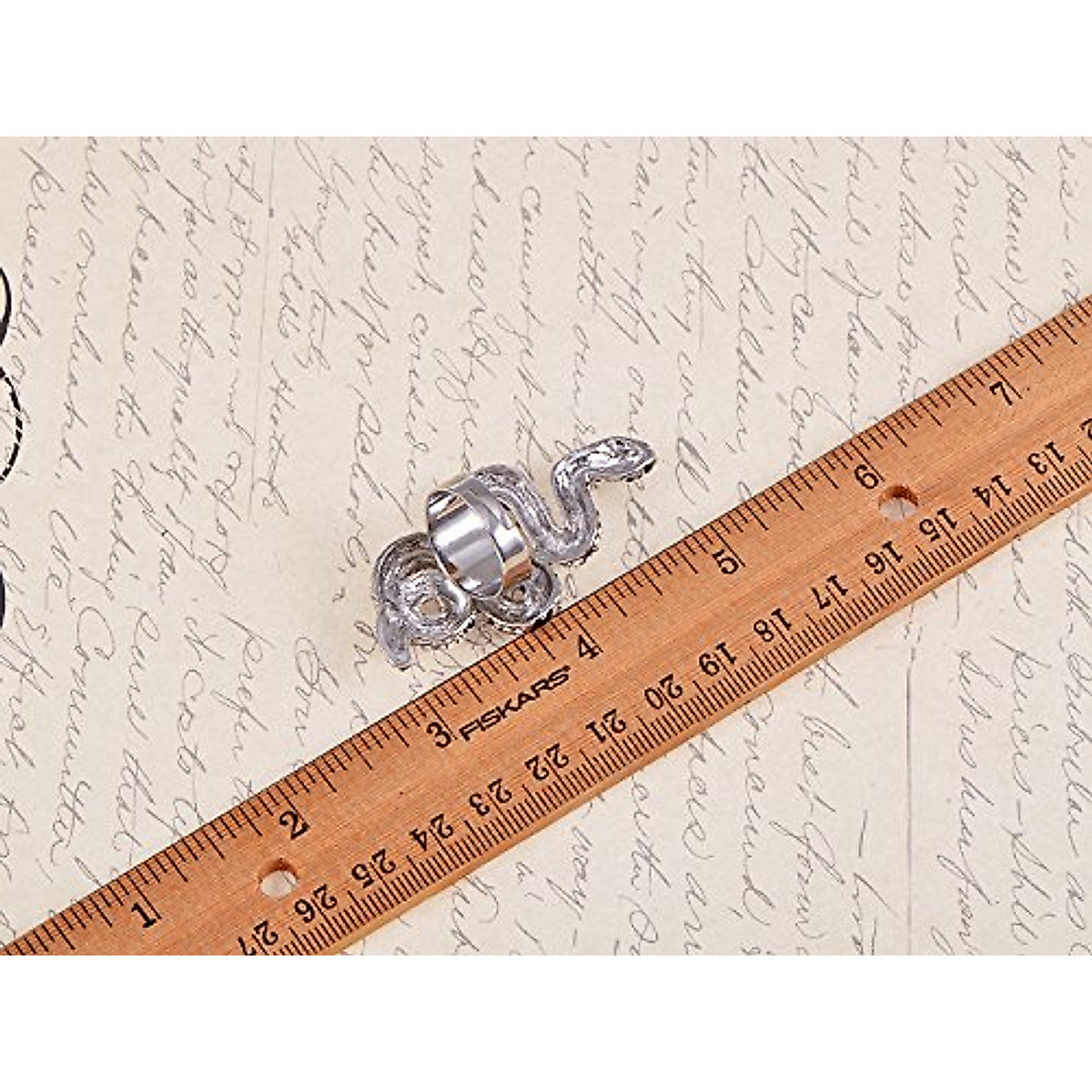 Alilang Womens Adjustable Silver Tone Clear Black Rhinestones Striped Snake Ring