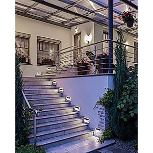 Treela 16 Pack Solar Step Lights Waterproof Stair Lights, Each One with 30 LED Lights, Outdoor Driveway Lights for Yard Fence Driveway Walkway Garden (Cold White Light)