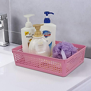 Ponpong Plastic Storage Baskets Tray, Plastic Classroom Basket Rectangle, 6 Pack