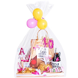 Morepack Extra Large Cellophane Bags for Gift Baskets 50x60 Inches,Jumbo Big Clear Cellophane Bags 10Pieces