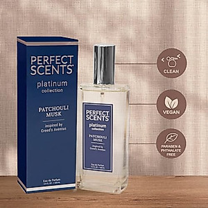 Perfect Scents Fragrances | Inspired by Creed’s Aventus | Platinum Collection | Patchouli Musk | Men’s Eau de Parfum | CLEAN, Vegan, Paraben & Phthalate Free | Never Tested on Animals | 3.4 Fl Oz