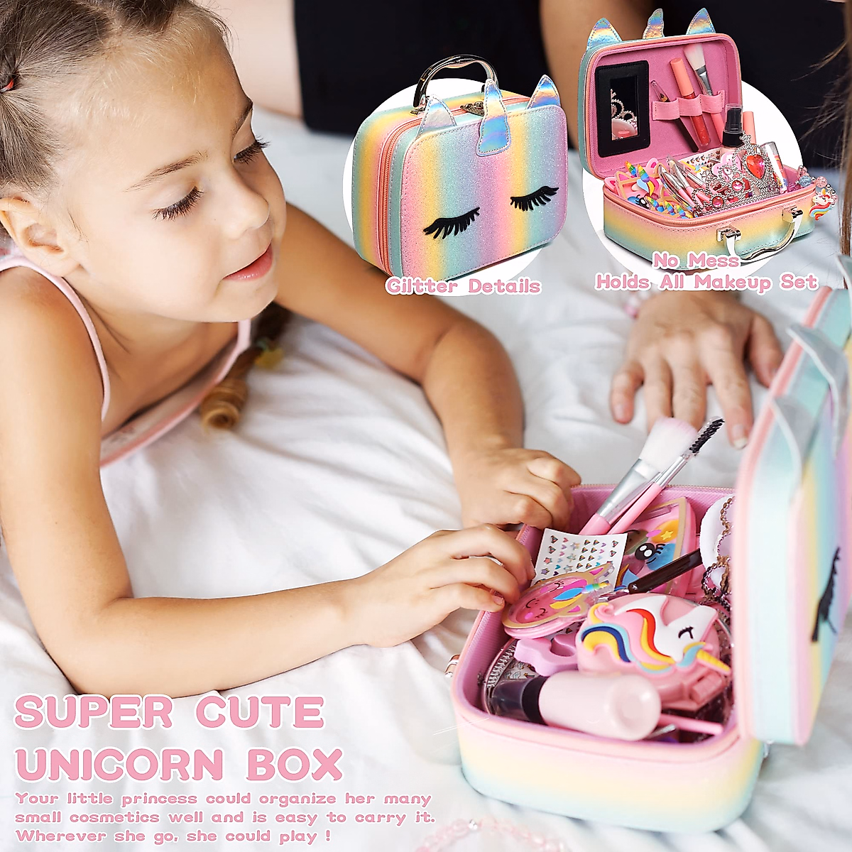 Kids Makeup Kit for Girl - Little Girls Real Make Up Set, Washable Makeup Toy for Toddler , Safe & No Toxic Play Cosmetic for Child Age 4 5 6 7 8 10 12 Years Old, Children Christmas & Birthday Gift