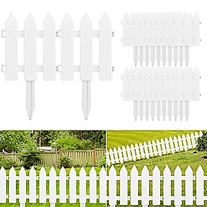 ELECLAND 22 Pieces Garden Fence with 22 Pieces Fence Insert White Plastic Fence Garden Picket Fence Edgings Lawn Flowerbeds Plant Borders Decorative Garden Yard