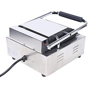 Commercial Electric Griddle 110V Sandwich Single Panini Press Grill Maker Toaster, Smooth Flat Surface Sandwich Maker with Cleaning Sponges,Portable Hamburg Maker for Restaurant Cafe,1800W