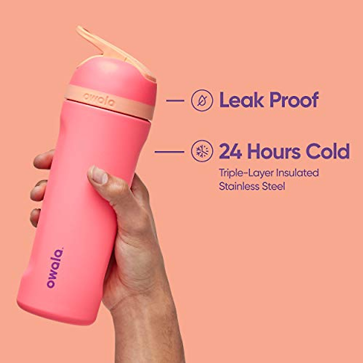 Owala Flip Insulated Stainless Steel Water Bottle with Straw and Locking Lid for Sports and Travel, BPA-Free, 32-Ounce, Very, Very Dark