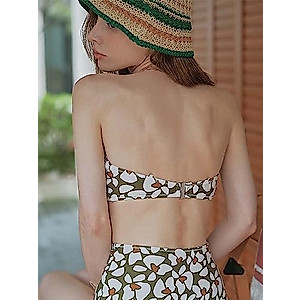Fine Bay Printed Designer Bandeau Bikini Top with Removeable Strap Made of Sustainable Fabric (as1, Alpha, m, Regular, Regular, Green)