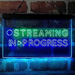 ADVPRO Streaming in Progress Display Dual Color LED Neon Sign Green & Blue 16 x 12 Inches st6s43-i4096-gb