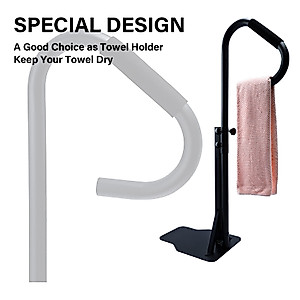 TCFUNDY Hot Tub Handrail, Adjustable 60" Slide Spa Hot Tub Hand Rail, Under Base Spa Step Side Railing 700 LBS Load, Heavy Steel Spa Handrail for Hot Tub with Sponge Rubber Grip, Rotatable Handle