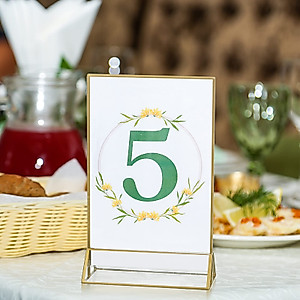 Maitys 26 Pieces Acrylic Gold Frames Sign Holde, Double Sided Gold Picture Frame with Vertical Stand for Wedding Table Number Holder, Menu Holder, Photos and Art Display