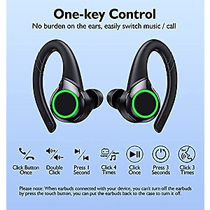 Wireless Earbuds Bluetooth 5.2 Wireless Sports Bluetooth Earphones in Over Ear Headphones with Earhooks Built-in Mic Headset for iPhone 14 Pro Max Android Running Outdoor Workout Sports