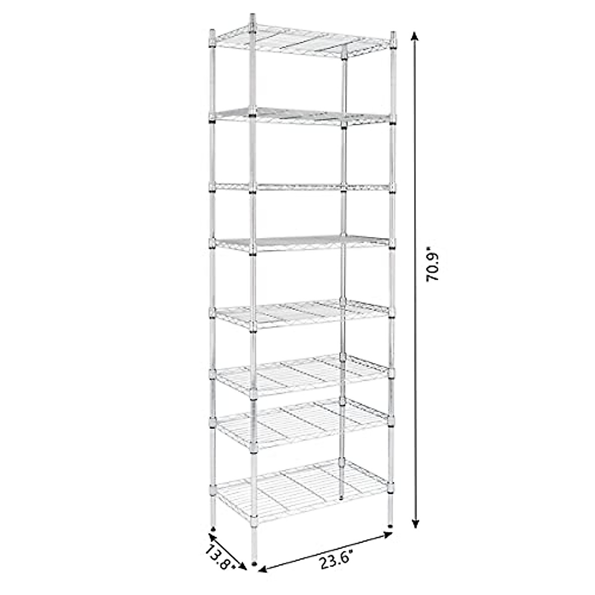 KOIECETA 8-Tier Wire Shelving Unit Adjustable Steel Wire Rack Chrome