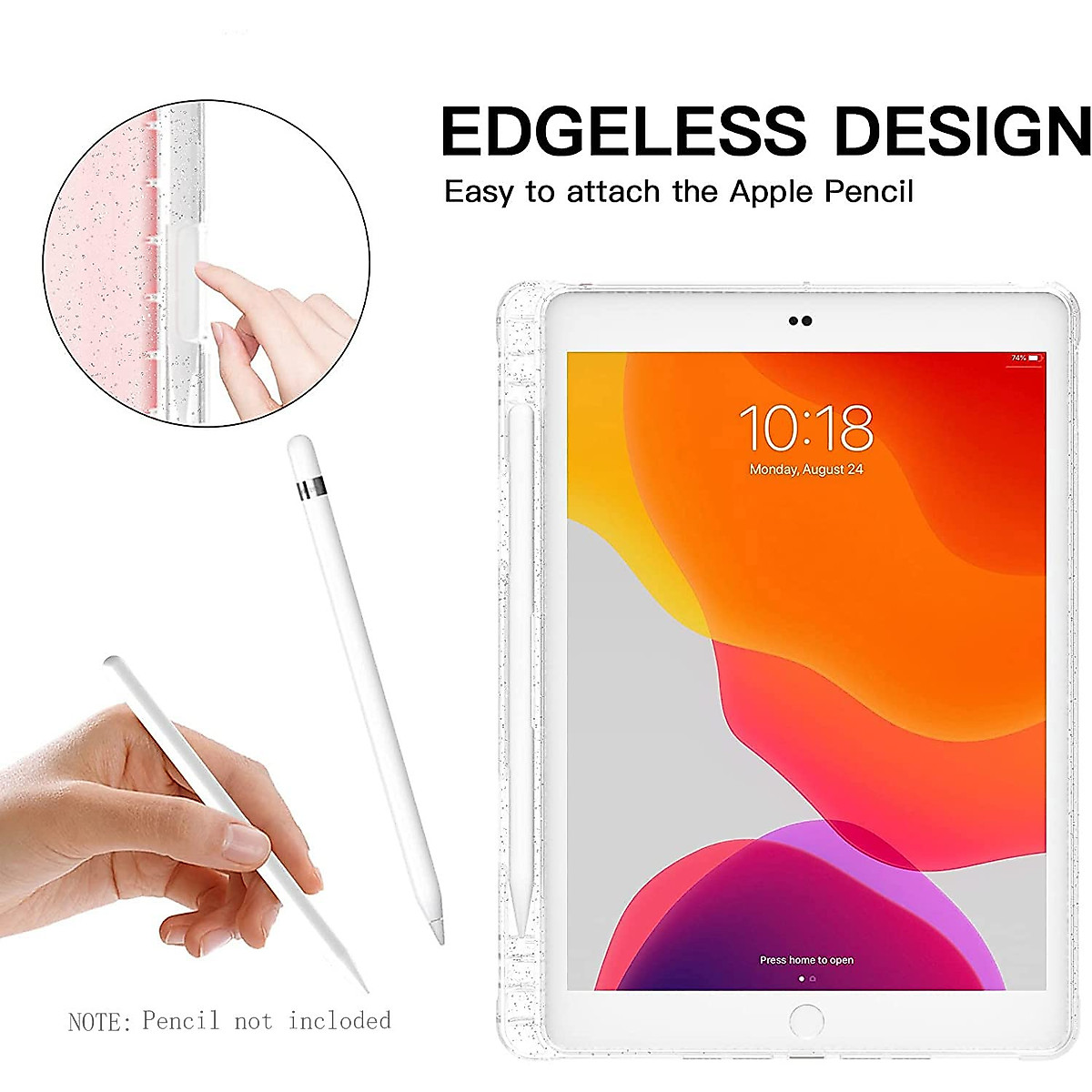 Sevrok Case for iPad 9th Generation/iPad 8th Generation/iPad 7th Generation (10.2 Inch, 2021/2020/2019 Model) - Slim Folio Smart Glitter Sparkly Shiny Clear Shockproof Protective Cover