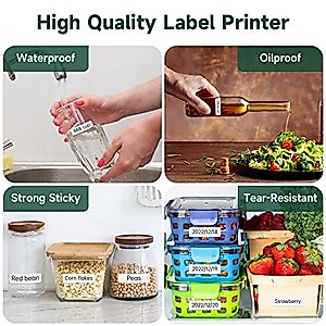 Ecokra Bluetooth Label Maker Machine with Tape,P15 Mini Thermal Label Maker for Organizing,Portable Desktop Label Printer,Sticker Printer with Multiple Templates for Office,Home,Kitchen,School