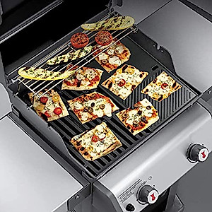 Uniflasy 7637 17.5 Inch Cast Iron Grill Replacement Part for Weber Spirit & Spirit II 200 Series Spirit E210 E220 S210 S220 Cooking Grill Grates Reversible Griddle Plate with Front Control Spirit 200