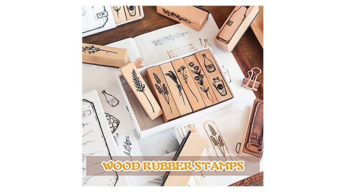 KAKALUOTE Vintage Wooden Stamps for Crafting