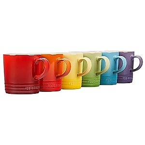 Le Creuset Stoneware (Set of 6) London Mugs, 12 oz. Each, Multi-Color
