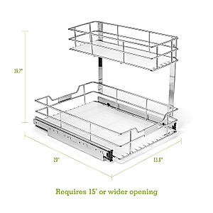 Cuisinart 14" 2-Tier Sliding Cabinet Organizer, Chrome Finish