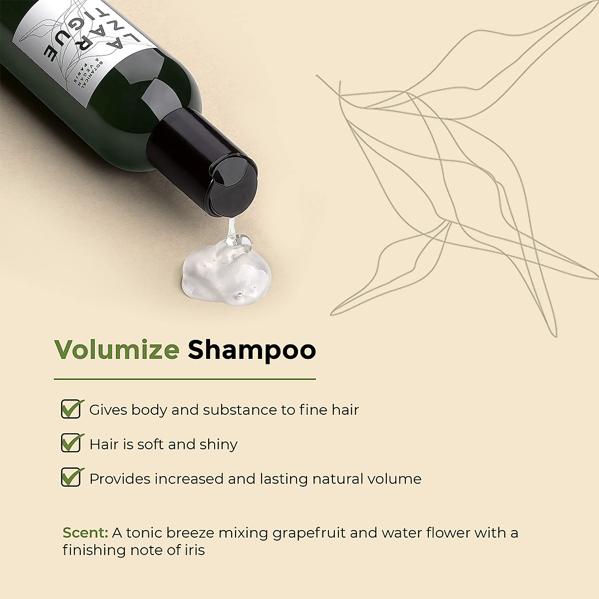 Lazartigue Volumize Shampoo, Enriched with Rice Proteins, Gives Body & Substance to Fine Hair, Leaves Soft & Shiny, Increased Lasting Natural Volume, Vegan, 8.4 Oz