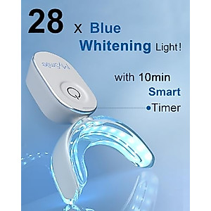 MySmile Teeth Whitening Kit with LED Light, 3 Non-Sensitive Teeth Whitening Gel and Tray, Deluxe 10 Min Fast-Result Carbamide Peroxide Teeth Whitener, Help Remove Teeth Stain from Coffee
