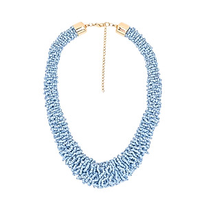 RF RIZIR FASHION Long Handmade Boho Necklaces for Women - Statement Necklace - Seed Bead Necklaces for Girls and Women (Light Blue)