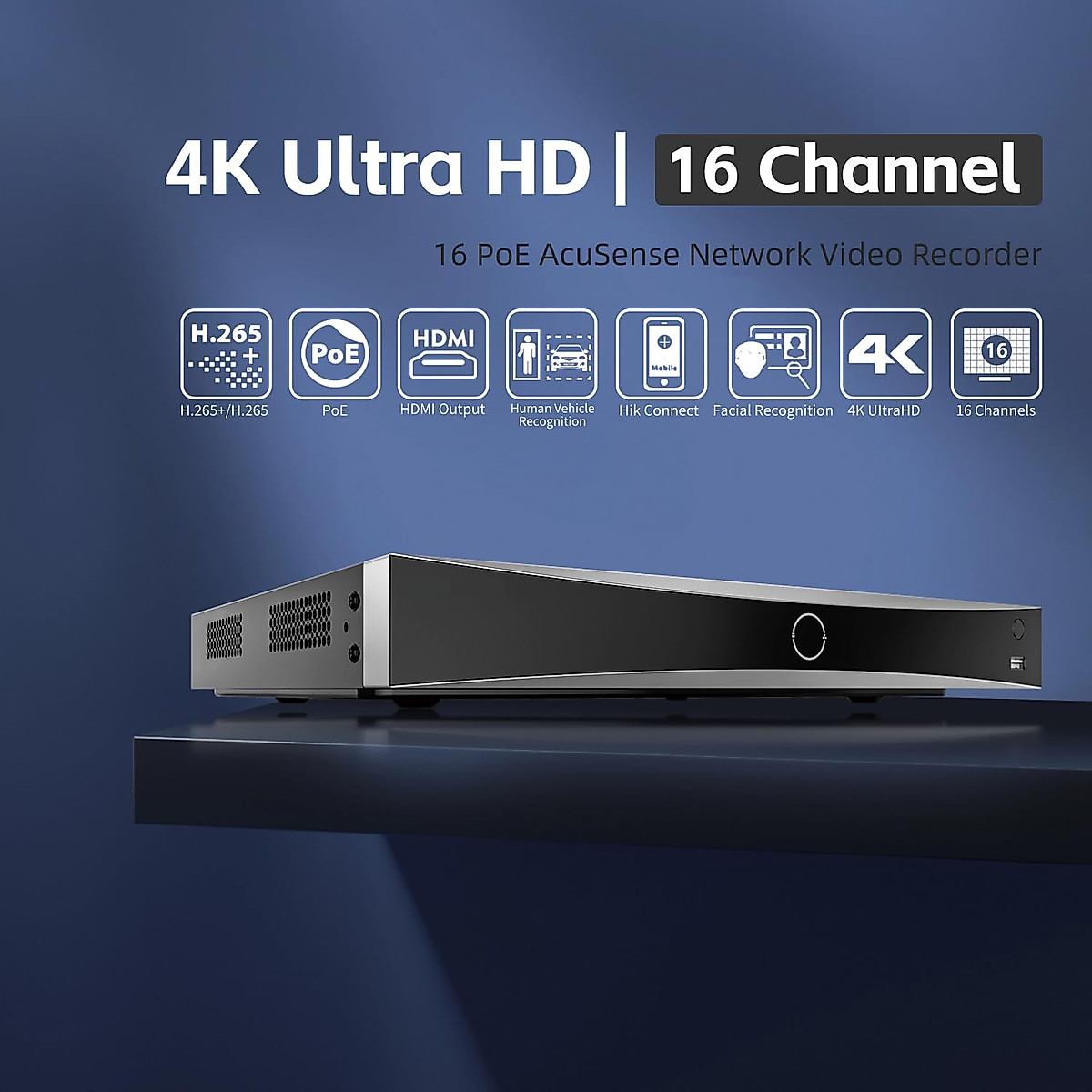 DS-7616NXI-I2/16P/S Acusense 16 Channel HIK 4K NVR Network Video Recorder with 16 POE (International English Version No HDD)