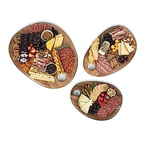 TOSCANA - a Picnic Time brand Pebble Acacia Charcuterie Board 18" x 15" - Cheese Board - Wood Serving Platter, (Natural Acacia)