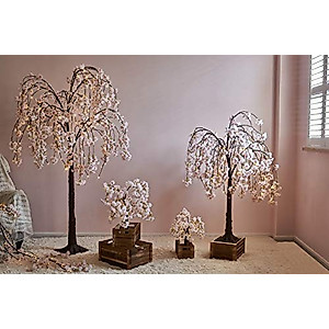 LITBLOOM Lighted Tree with Cherry Blossom 180 Fairy Lights 4FT, Pink Flower Faux Tree Lights for Indoor Outdoor Home, Wedding, Party Decoration