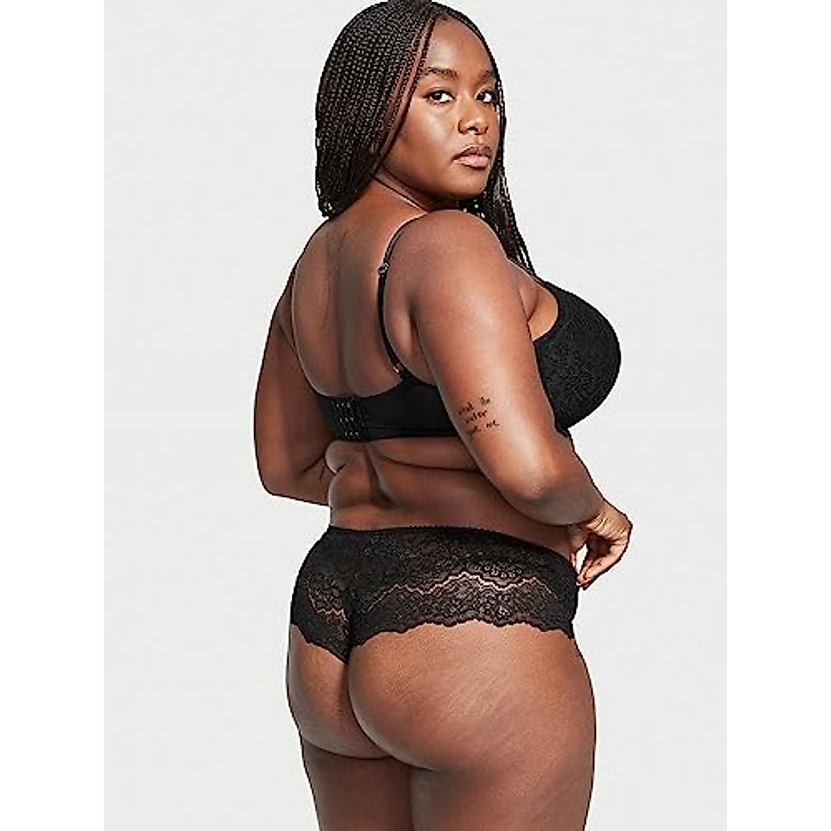 Victoria's Secret Dream Angels Lace Cheekini Panty, Underwear for Women, Black (XS)