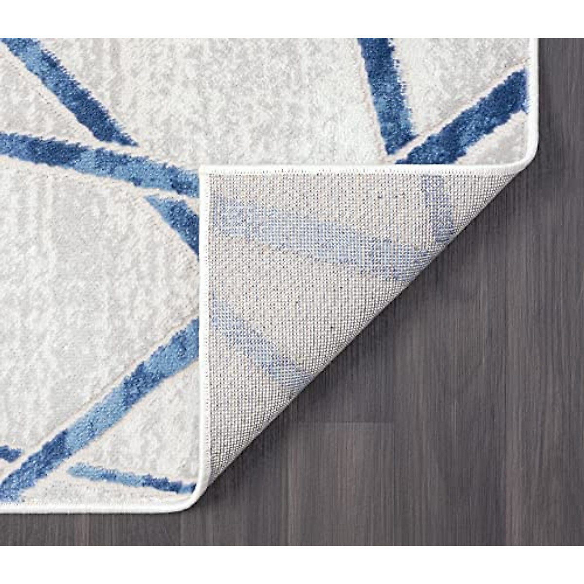 Abani Atlas 5'x8' Blue/Grey Area Rug, Criss Cross Design - Durable Non-Shedding - Easy to Clean